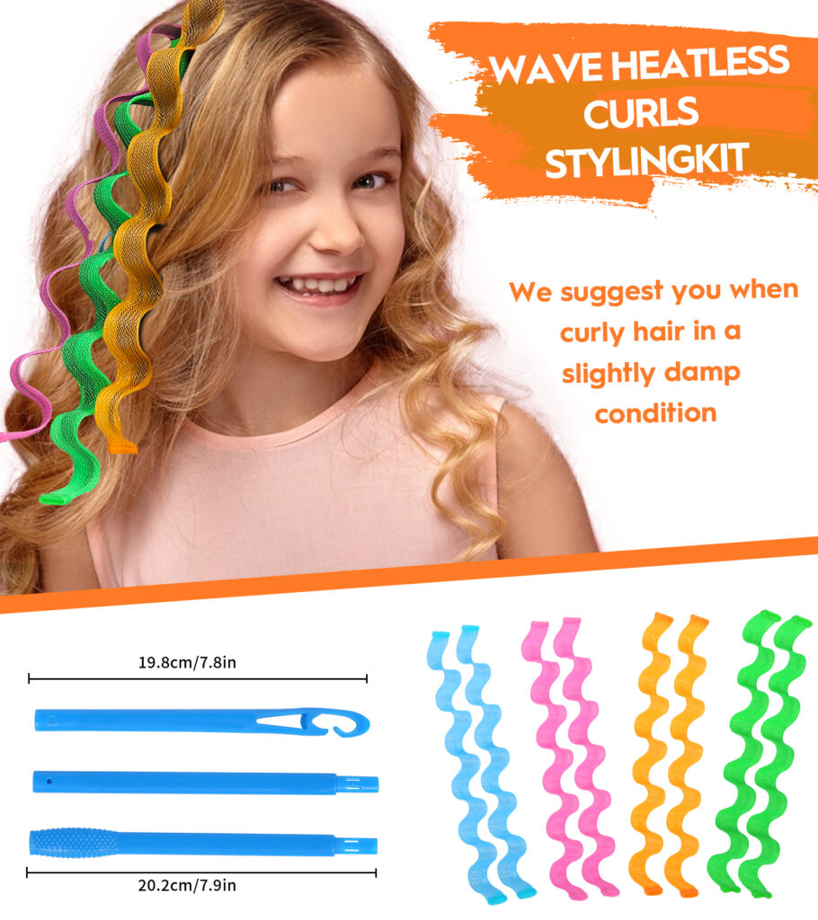 30 Pieces Heatless Hair Curlers Wave Curls Styling Kit with 2 Pieces ...